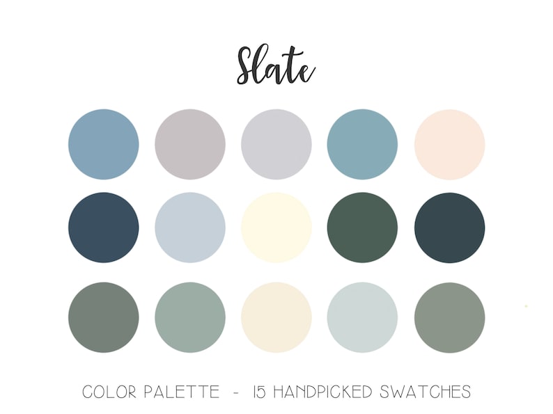Slate Color Palette Procreate Swatches Blue Gray Cream Green - Etsy