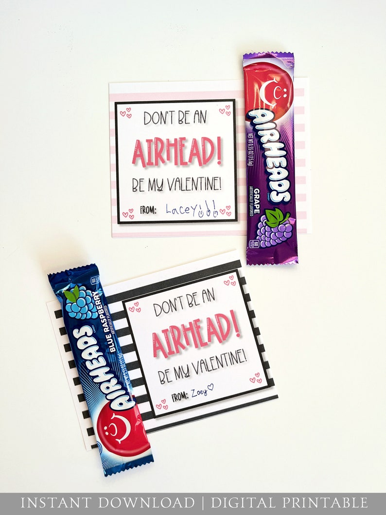 Valentine's Day Kids School Valentines Airheads Valentine - Etsy