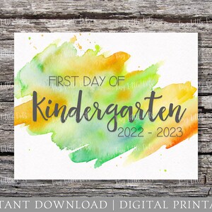 First Day of School Sign / Kindergarten / Watercolor / Green - Etsy