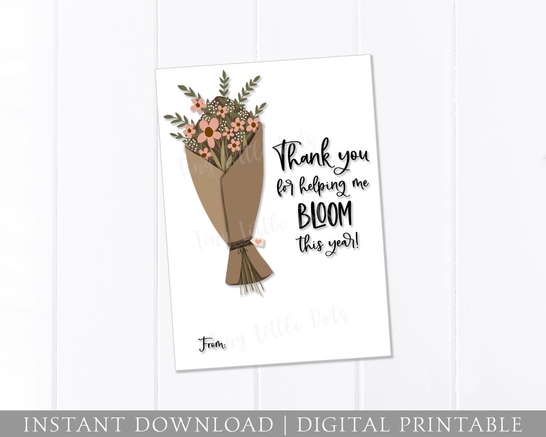 Teacher Gift, Teacher Appreciation, DIGITAL Printable, Thank You Gift ...
