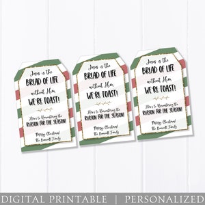 Personalized Christmas Gift Tag - Jesus is the Bread of Life, Christian ...