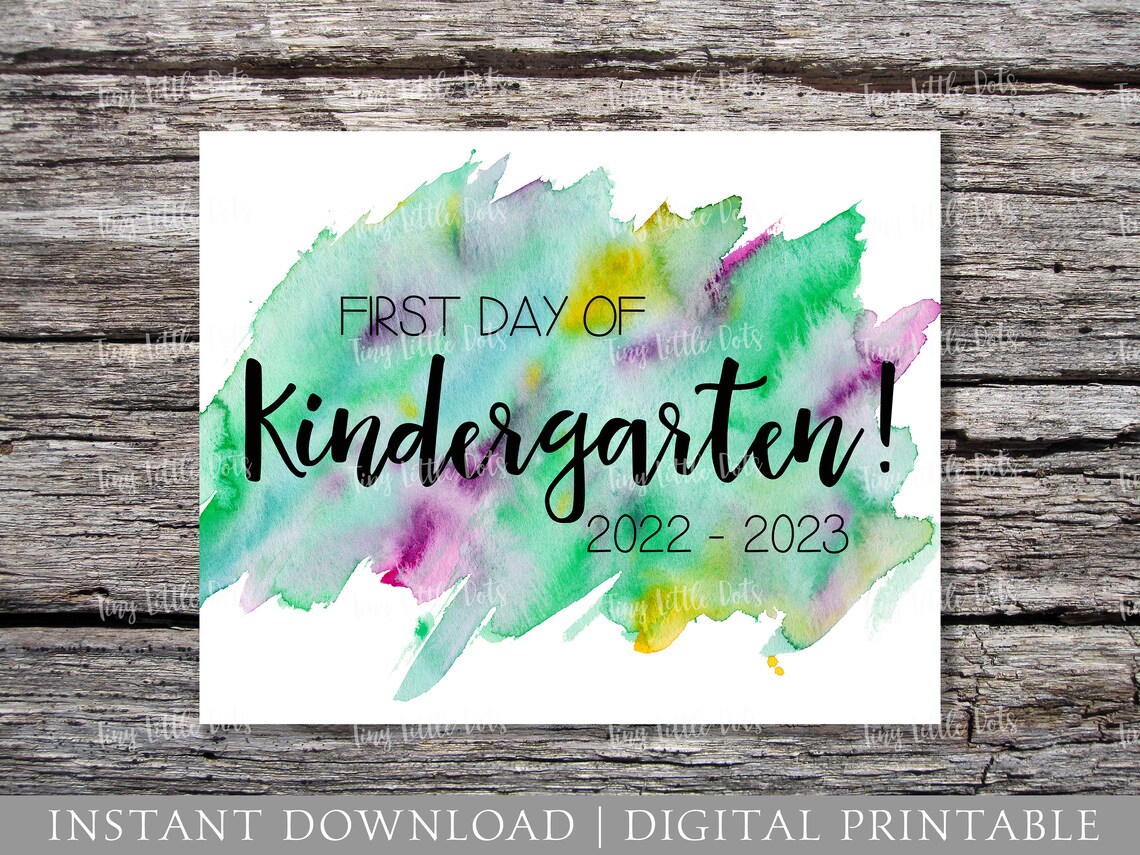 First Day of School Sign / Kindergarten / Watercolor / First - Etsy