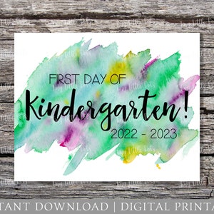 First Day of School Sign / Kindergarten / Watercolor / First - Etsy