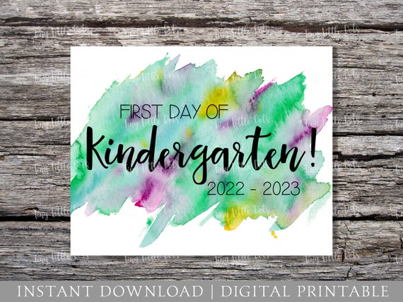 First Day of School Sign / Kindergarten / Watercolor / First - Etsy