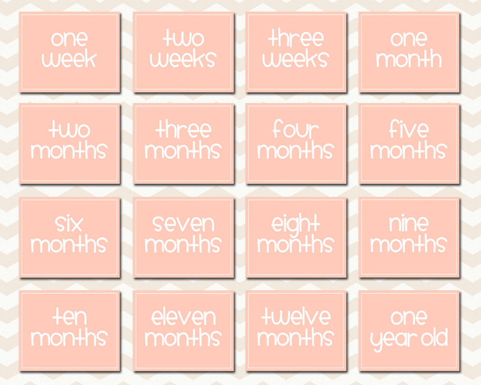 Baby Monthly Signs Peach Pink / Baby's First Year / 8x10 - Etsy