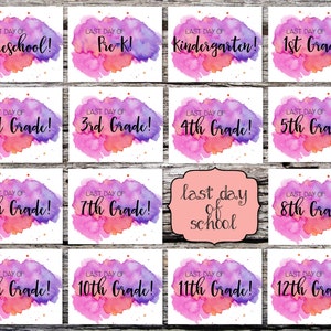 First Day of School Sign / Preschool to 12th Grade / Watercolor / Last ...