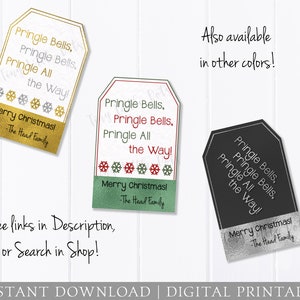 Christmas Gift Tag, Pringle Bells, Personalized Neighbor Gift, Easy ...