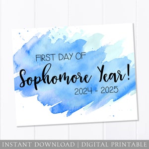 First Day of School Sign, Sophomore Year, Watercolor, First Day of ...
