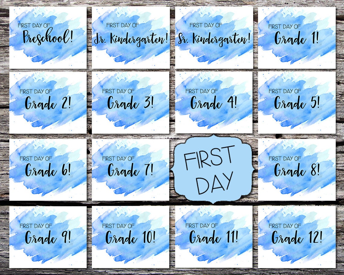 First Day of School Sign / Preschool to Grade 12 / Watercolor - Etsy