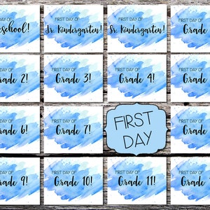 First Day of School Sign / Preschool to Grade 12 / Watercolor Last Day ...