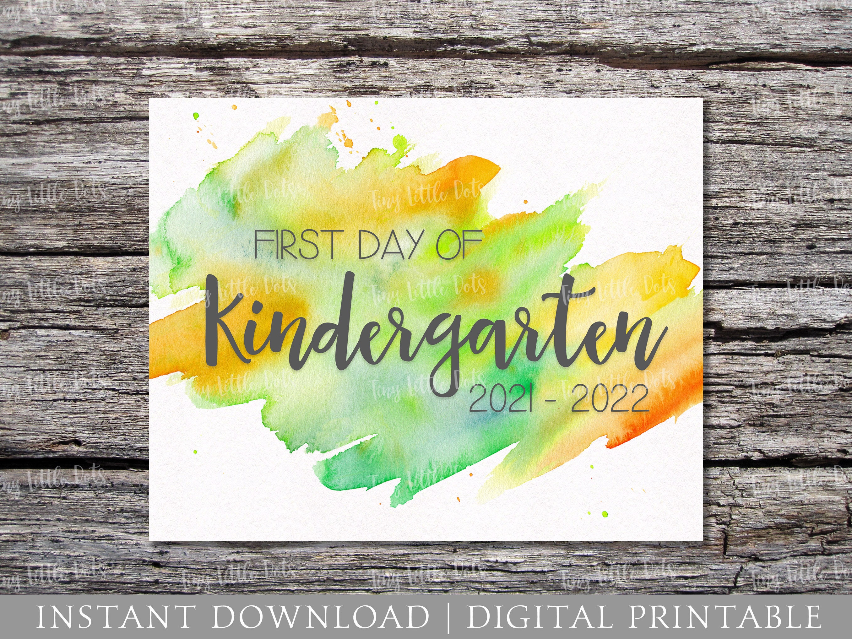 First Day of School Sign / Kindergarten / Watercolor / Green | Etsy