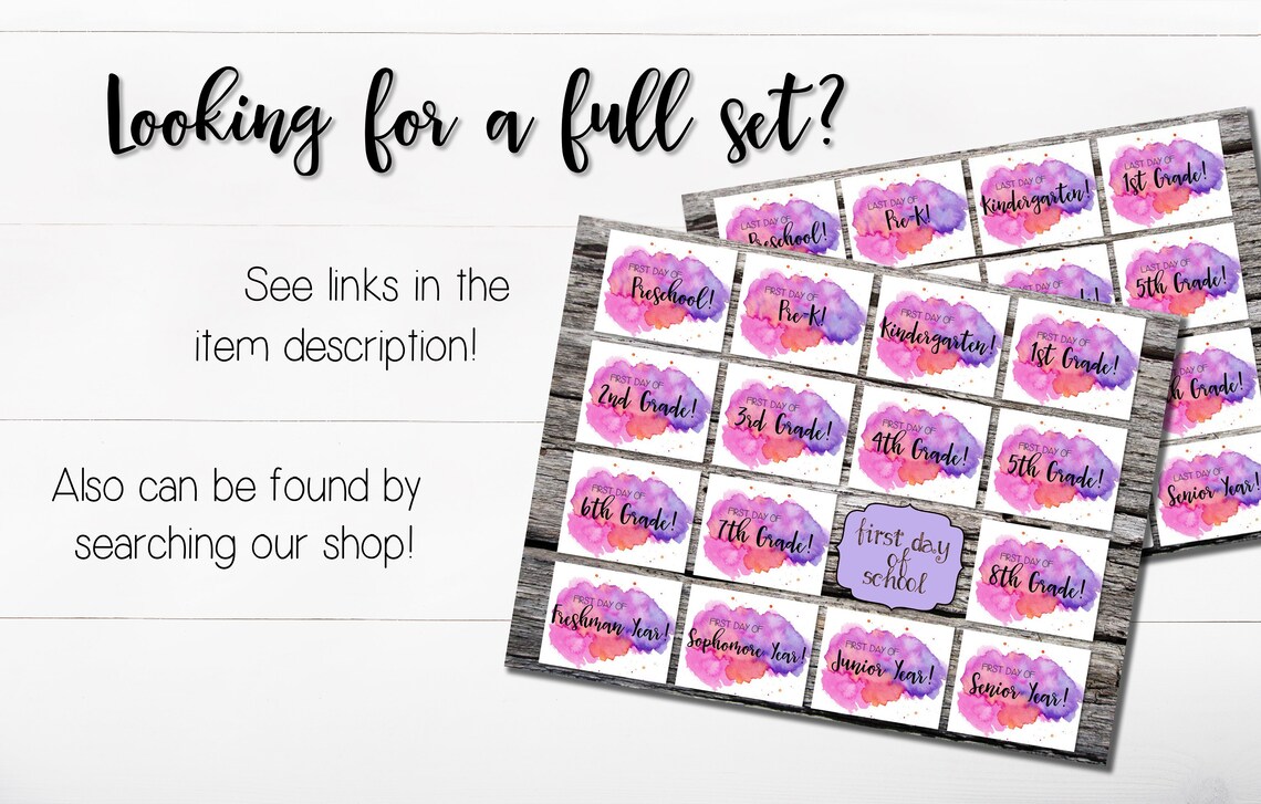 First Day of School Sign, 6th Grade, Watercolor, First Day Sign, Pink ...