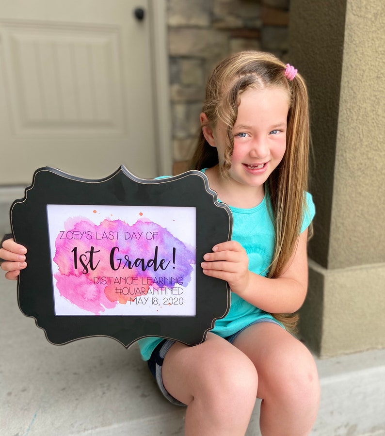 First Day of School Sign, Third Grade, Watercolor, First Day Sign, Pink ...