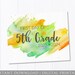 First Day of School Sign 5th Grade Watercolor Green Yellow - Etsy