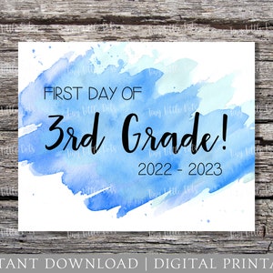 First Day of School Sign / 3rd Grade / Watercolor / First Day - Etsy