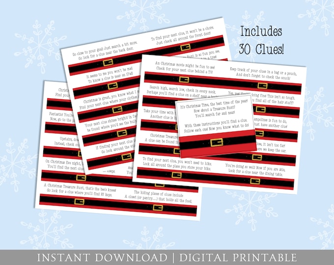 Christmas Scavenger Hunt: 24 Holiday Clues for Kids (instant Download ...