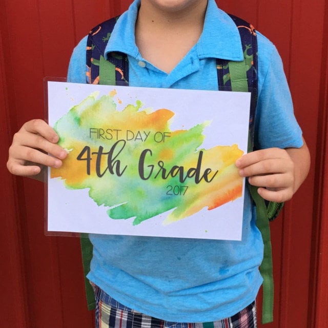 First Day of School Sign / 4th Grade / Watercolor / Yellow | Etsy
