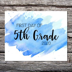 First Day of School Sign / 5th Grade / Watercolor / First Day | Etsy