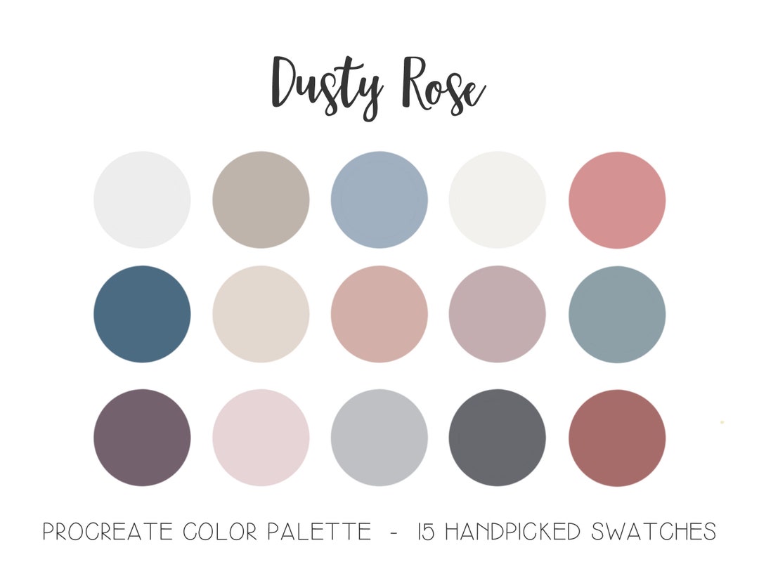 Dusty Rose Palette, Procreate Color Swatches, Pink Blue Mauve Gray ...