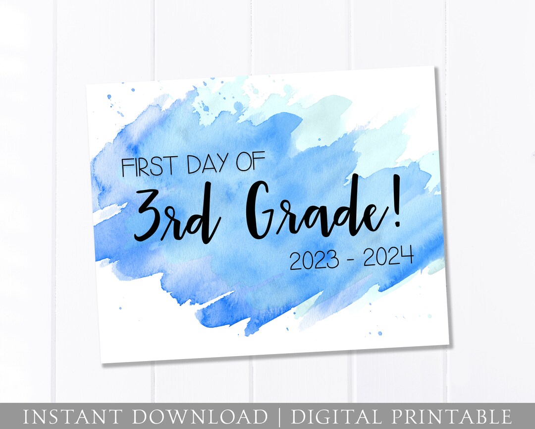 First Day of School Sign 3rd Grade Watercolor First Day of - Etsy