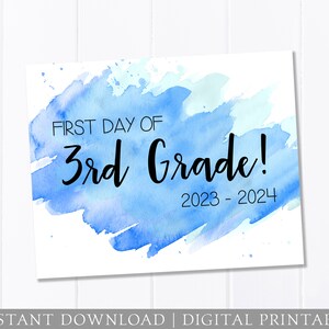 First Day of School Sign 3rd Grade Watercolor First Day of - Etsy