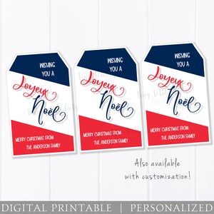 Christmas Gift Tag, Neighbor Gift, French Gift, Joyeux Noel France ...