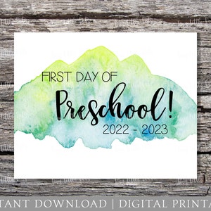 First Day of School Sign / Preschool / Watercolor / First Day - Etsy