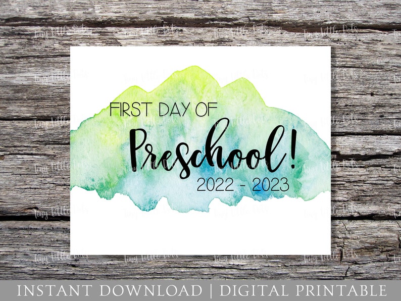 First Day of School Sign / Preschool / Watercolor / First Day - Etsy
