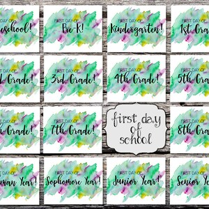 First Day of School Sign / Preschool to Senior Year / Watercolor / Last ...