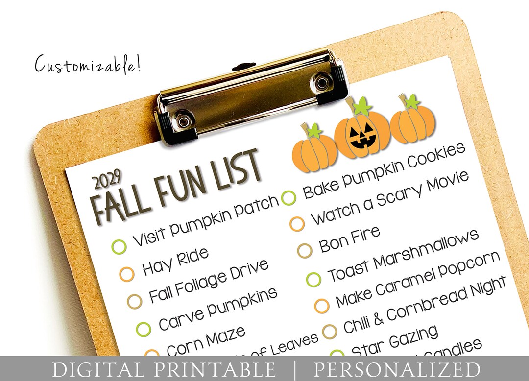 Fall Bucket List / Autumn Fun List / Customizable / Create Your Own ...