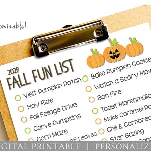 Fall Bucket List / Autumn Fun List / Customizable / Create Your Own ...