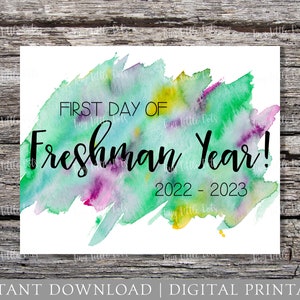 First Day of School Sign / Freshman Year / Watercolor / Green - Etsy
