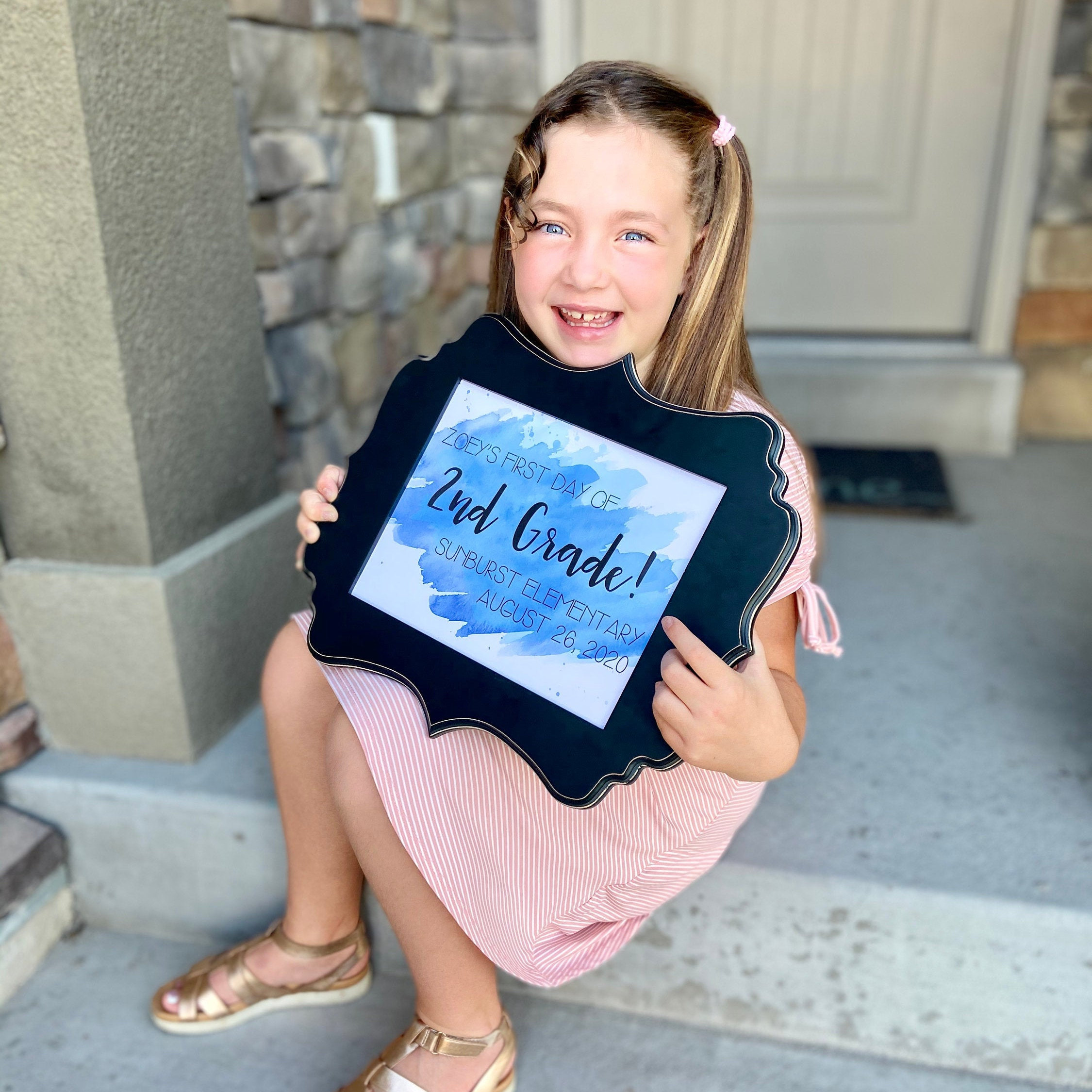 Last Day of School Sign, Kindergarten, Watercolor, Last Day Sign, Blue ...