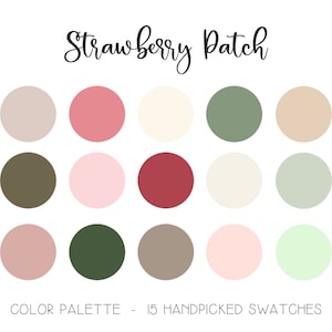 Berry Color Palette, Procreate Swatches, Shades of Pink Green Red Taupe ...