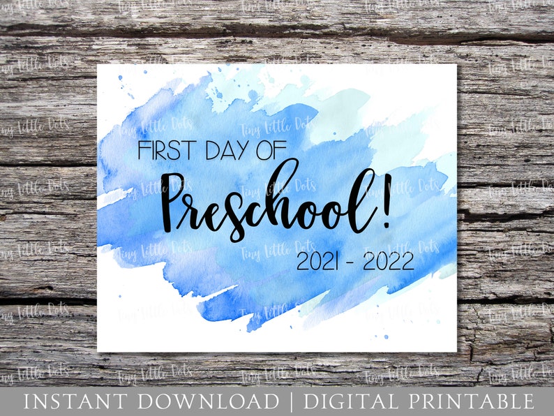 First Day of School Sign / Preschool / Watercolor / First Day | Etsy