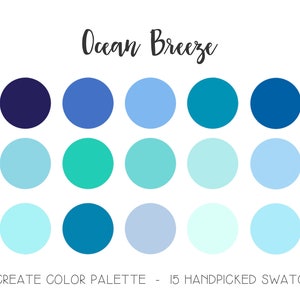 Shades of Blue Color Palette, Ocean Breeze, Procreate Swatches, Sea ...