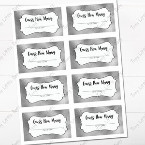 Guess How Many Game - DIGITAL Printable PDF DIY - Silver - Baby Shower ...