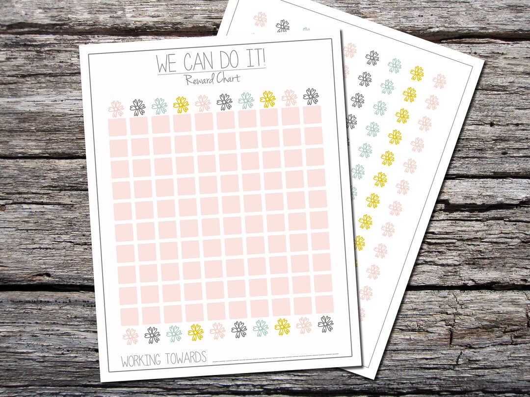 Reward Chart Printable DIGITAL File - Flowers Sticker Chart - Girl ...