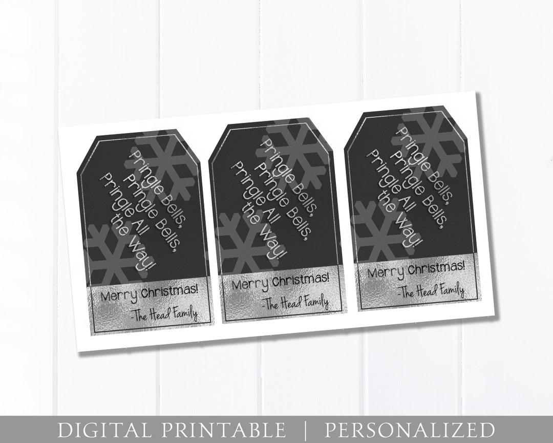 Christmas Gift Tag, Pringle Bells, Personalized Neighbor Gift, Clever ...