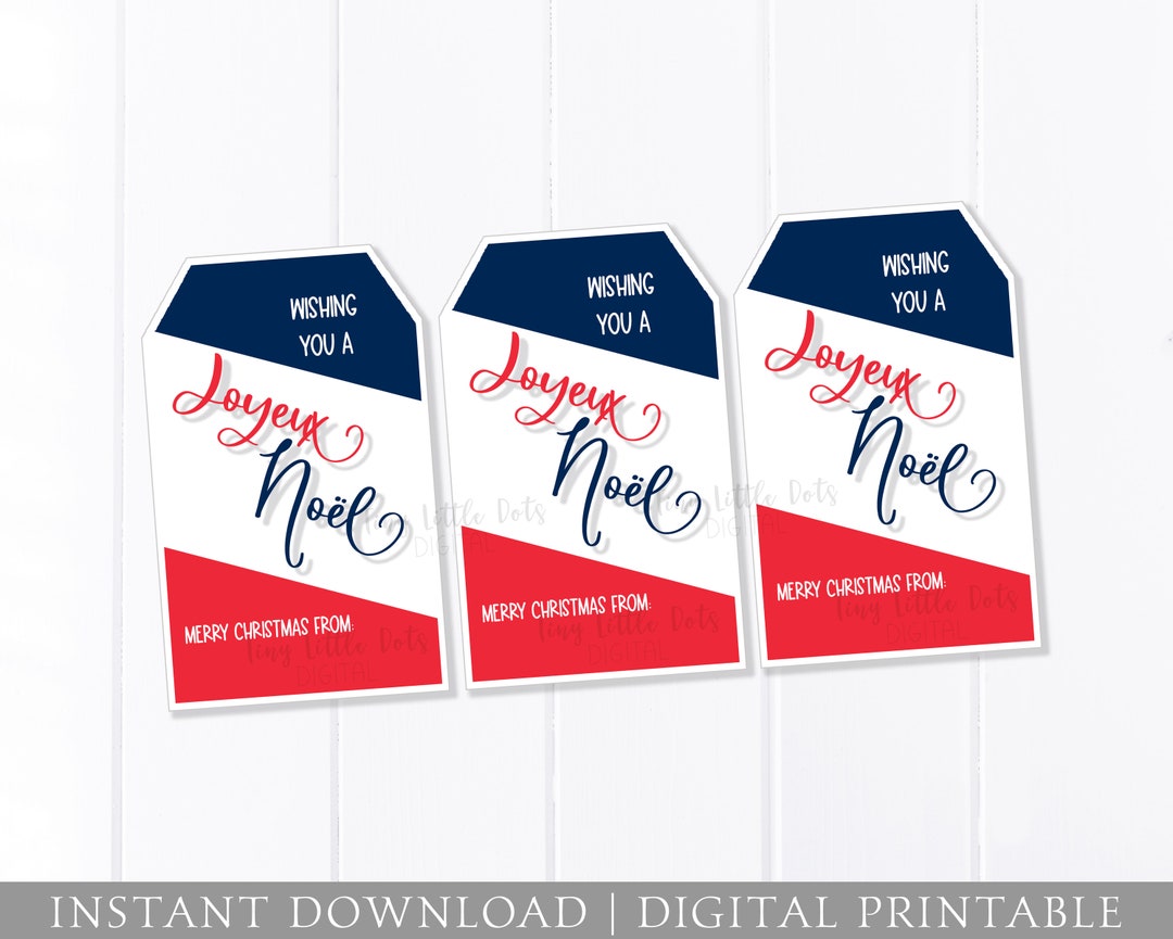 Christmas Gift Tag, Neighbor Gift, French Gift, Joyeux Noel France ...