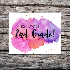 First Day of School Sign / Preschool to Senior Year / Watercolor / Last ...