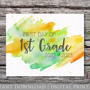 First Day of School Sign / 1st Grade / Watercolor / Yellow - Etsy