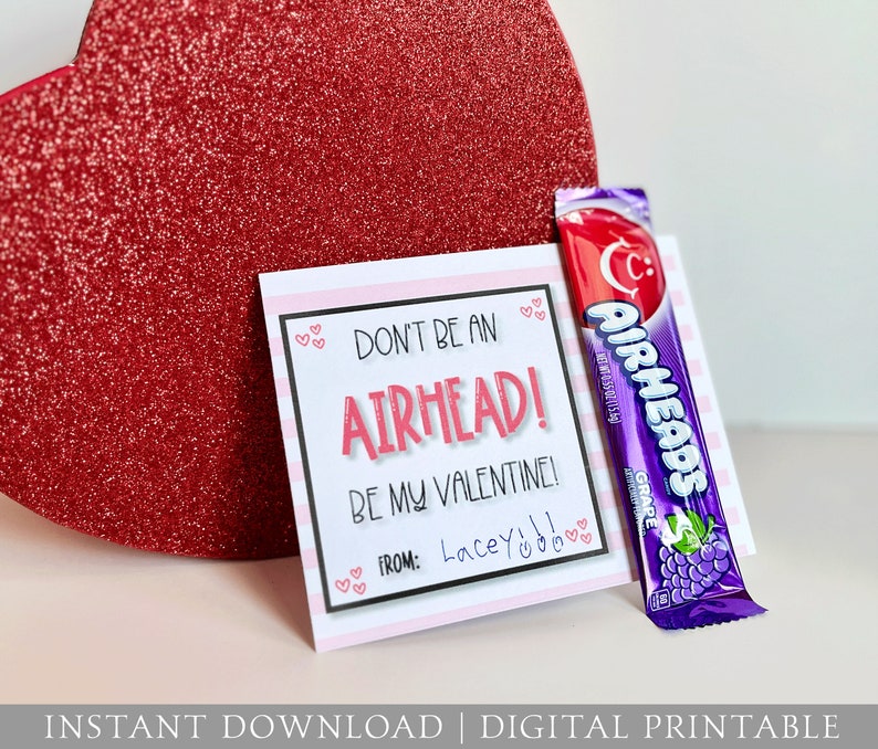 Valentine's Day Kids School Valentines Airheads Valentine - Etsy
