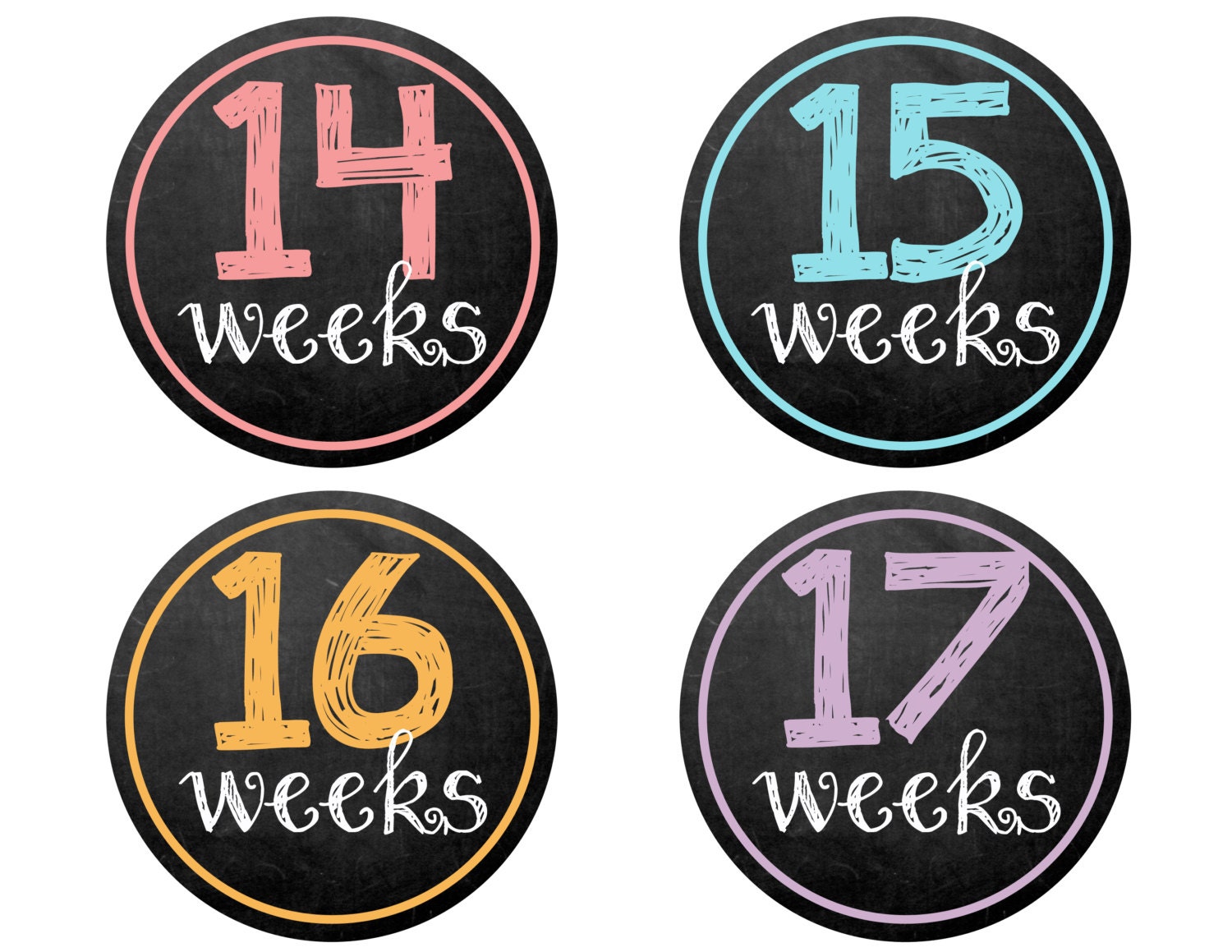 Weekly Pregnancy Chalkboard Stickers DIGITAL / Iron On | Etsy