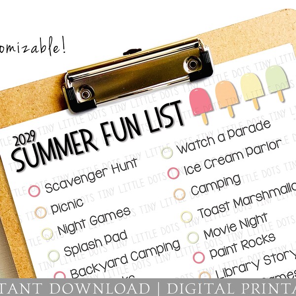 Summer Fun List - Etsy