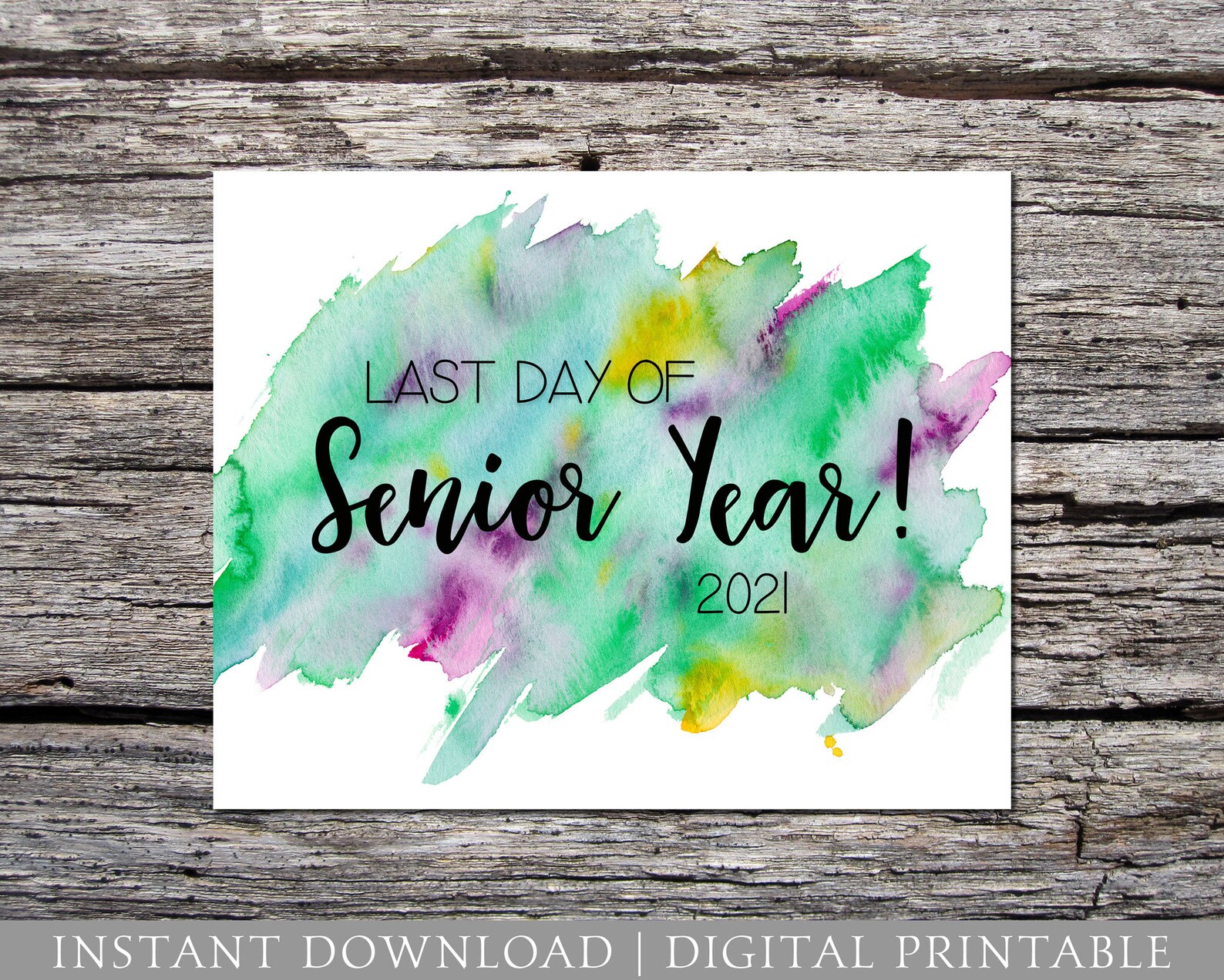 Last Day of School Sign / Senior Year / Watercolor/ Purple | Etsy