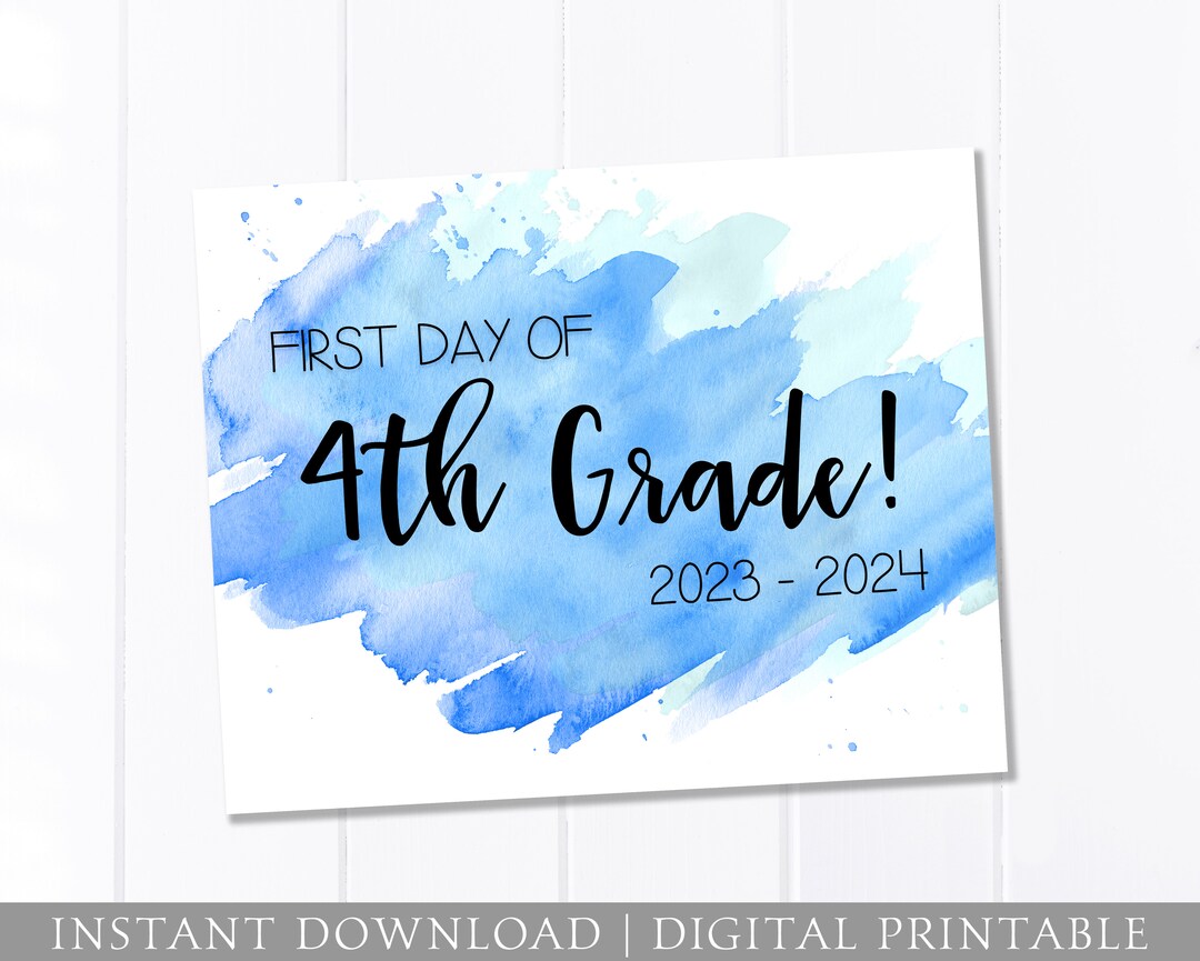 First Day of School Sign 4th Grade Watercolor First Day of - Etsy