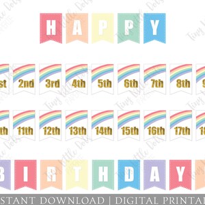 Rainbow Birthday Banner / Happy Birthday Sign / Any Age / DIY Party ...