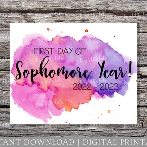 First Day of School Sign / Sophomore Year / Watercolor / First - Etsy
