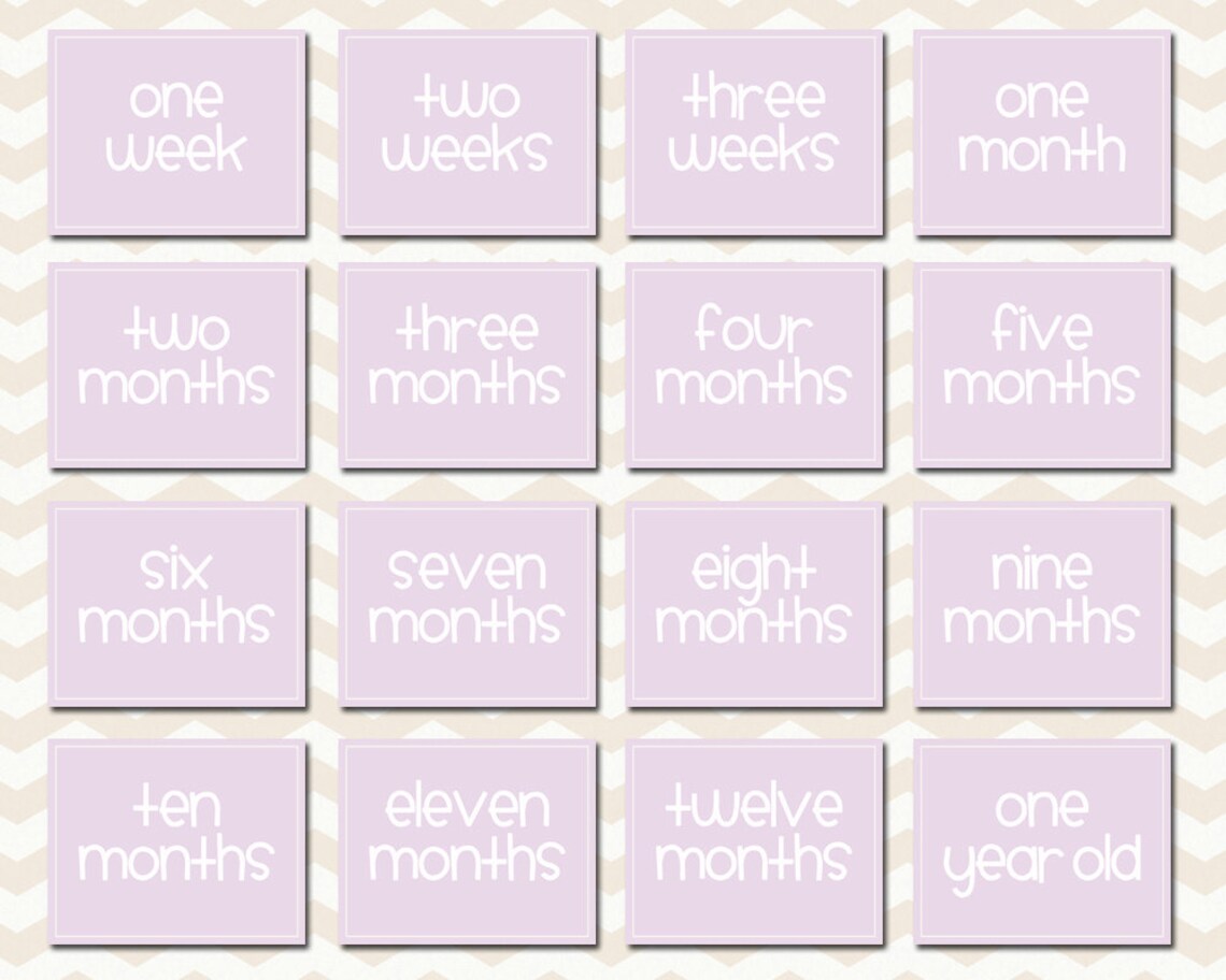 Baby Monthly Signs Lavender / Baby's First Year / 8x10 Printable ...